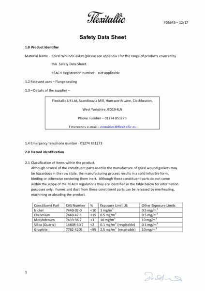 SWG MSDS - Flexitallic