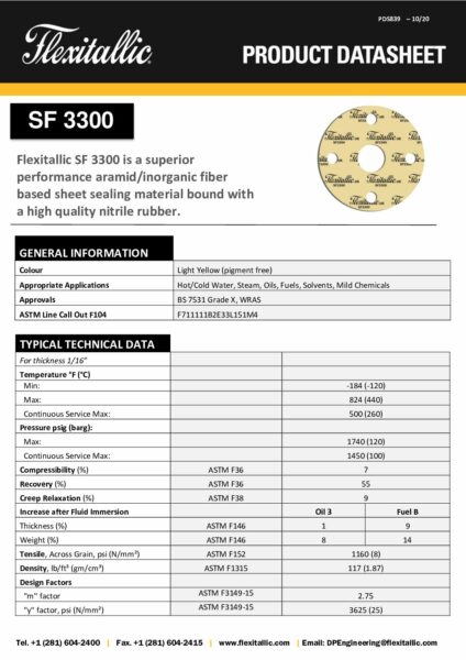 SF3300 Datasheet - Flexitallic