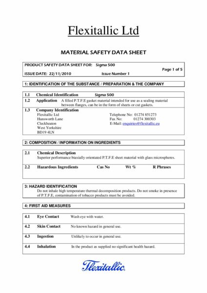 Sigma 500 MSDS - Flexitallic
