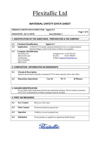 Sigma 511 MSDS - Flexitallic